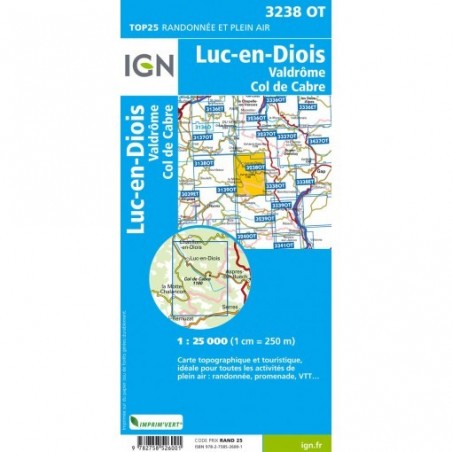 Cartes de randonnée IGN TOP 25 Luc en Diois 3238 OT
