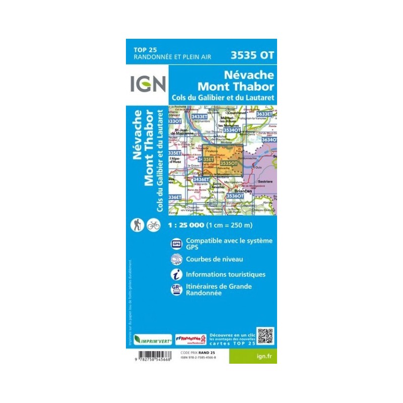 Carte de rando IGN TOP 25 3535OT Briançonnais